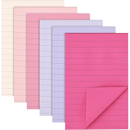 Amazon.com : EOOUT Iined Sticky Notes, 4x6 Inches, 6 Pads, Fresh Colors ...