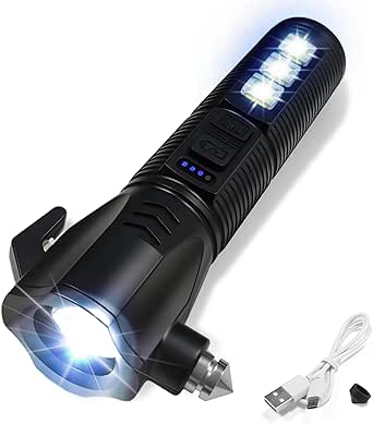 GEEBONFLUGENS Black Emergency Car Flashlight - 2000 Lumen Dual Light 4 ...