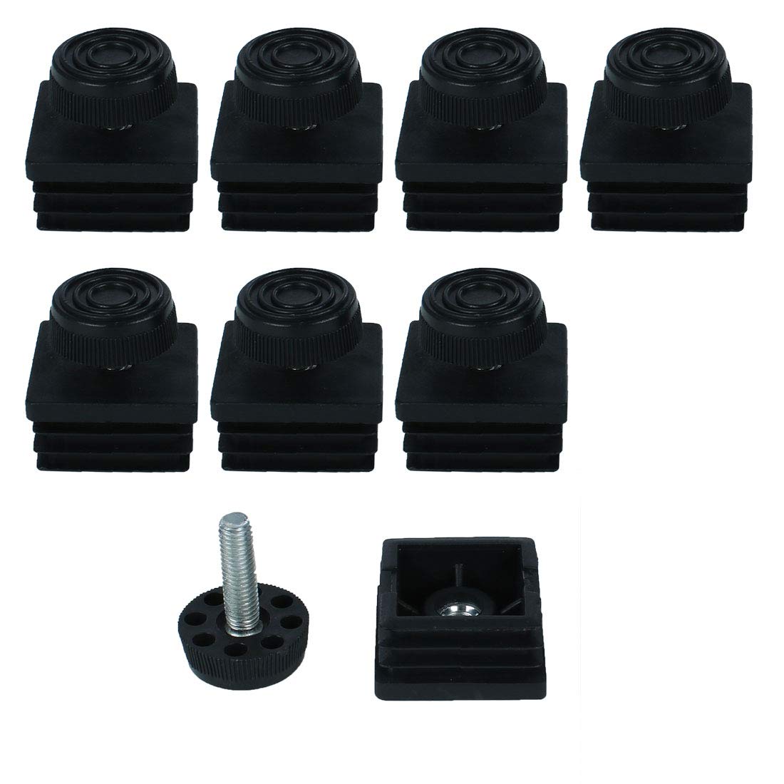 uxcell Leveling Feet 38 x 38mm Square Tube Inserts Kit Furniture Glide ...