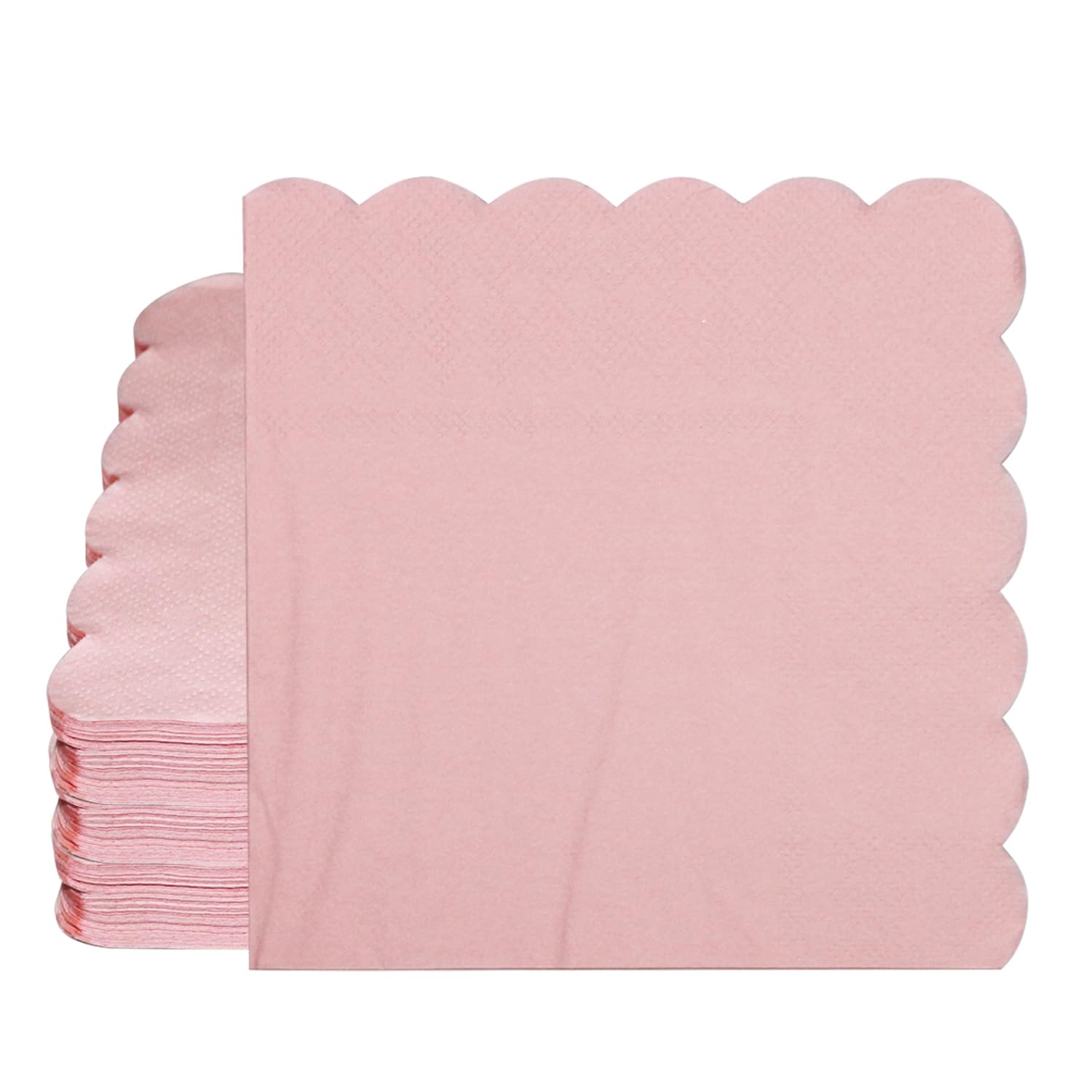 100 Pack Multicolor Scalloped Edge Party Napkins, 5 x 5 Inch Paper ...