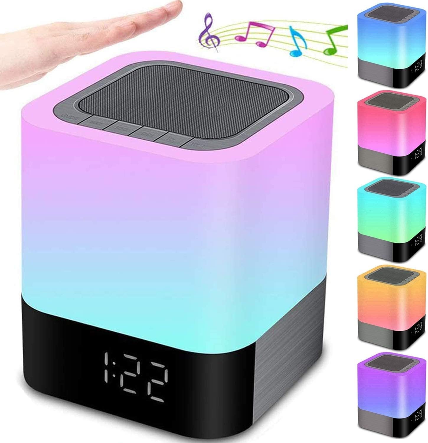 Joyfullife Night Light Bluetooth Speaker, Alarm Clock Touch Sensor ...