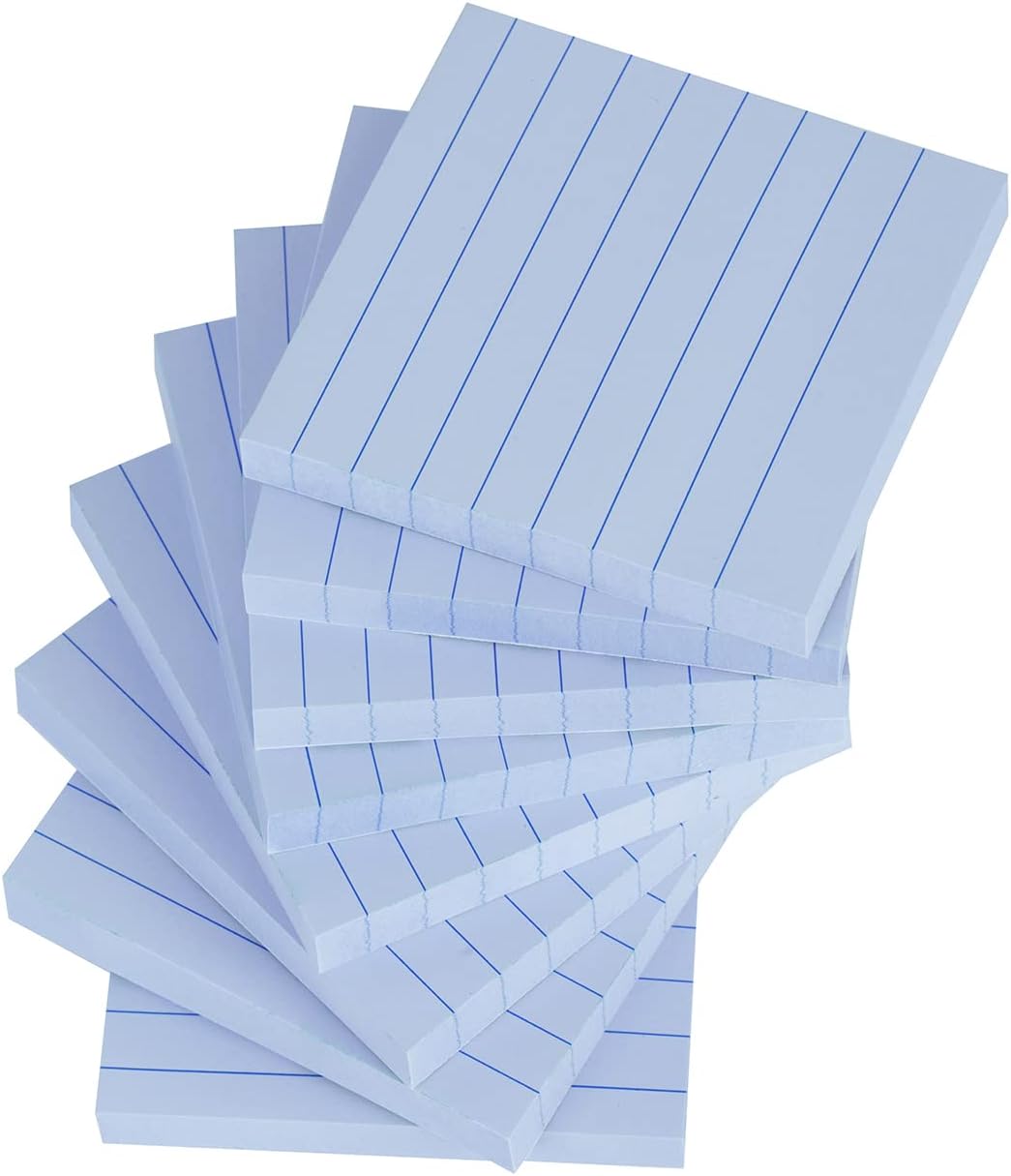 Amazon.com : Vanpad Lined Sticky Notes 3x3 Inches, Light Sky Blue Ruled ...
