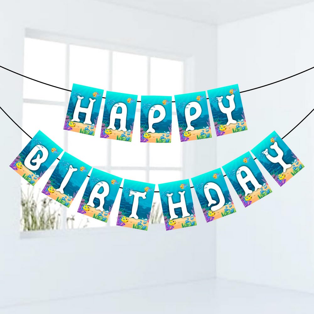 Partyzon Ocean Underwater Theme Happy Birthday Banner for Birthday ...