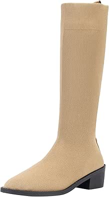 Amazon.com | Ladies Solid Color Breathable Stretch Knit Pointed Toe ...