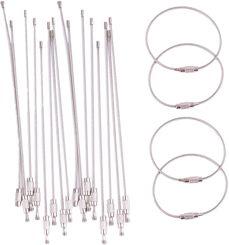Amazon.com: Leadigol 20Pcs Stainless Steel Cable Rope Key Ring Loops ...