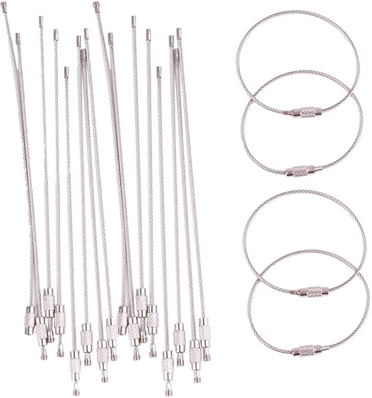 Amazon.com: Leadigol 20Pcs Stainless Steel Cable Rope Key Ring Loops ...