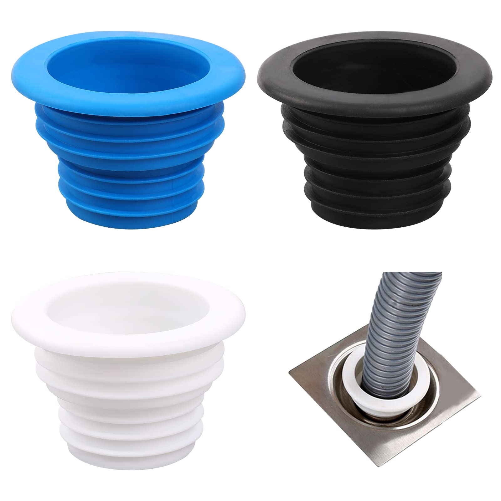 3Pcs Drain Pipe Hose Silicone Plug Sewer Seal Ring for Washing ...
