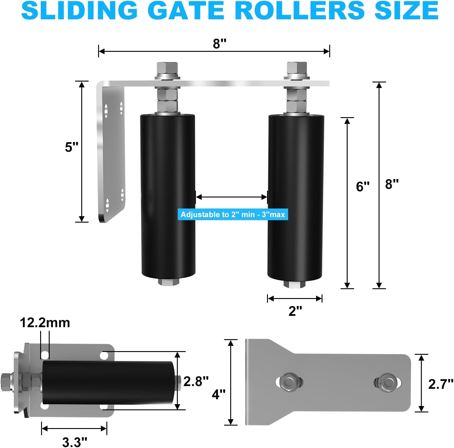 2 Pcs Heavy Duty Sliding Gate Rollers, Adjustable 6 Philippines | Ubuy