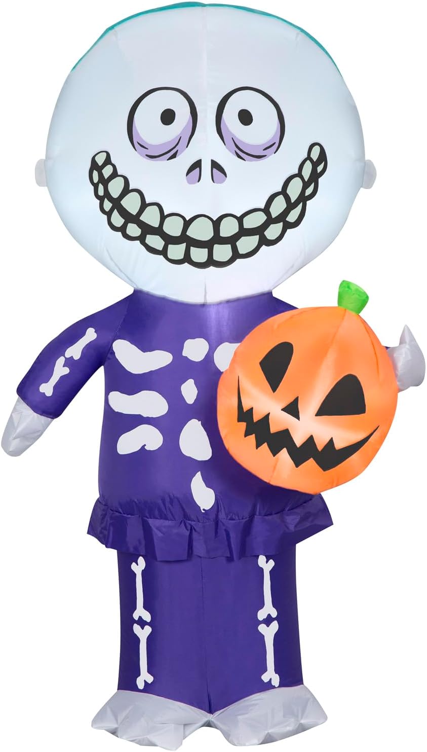 Amazon.com: Gemmy 6.5 ft Tall Airblown Jack Skellington w/Oogie Boogie ...