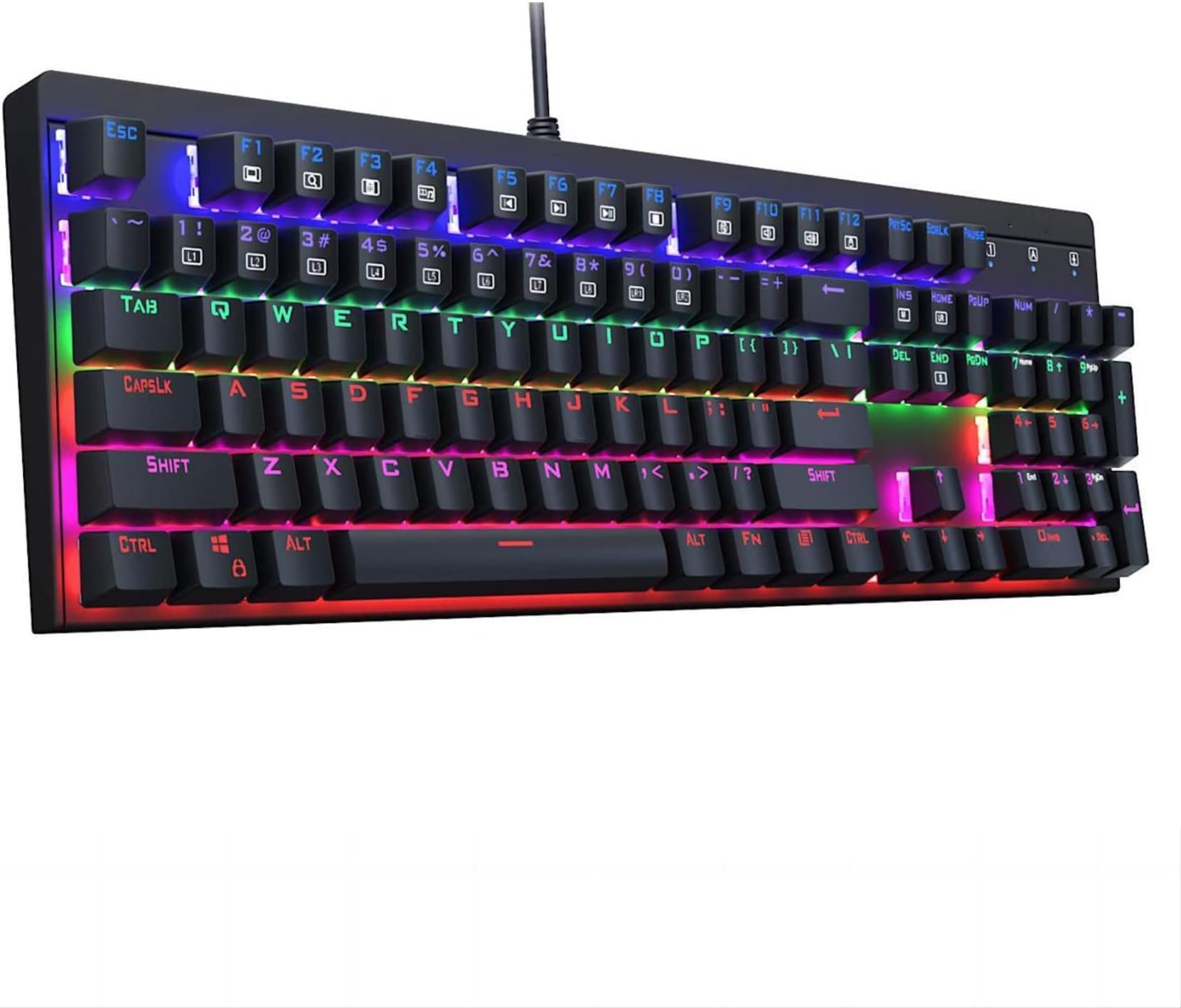 Amazon.com: Mechanical Keyboard 6 Color LED Backlit Gaming Keyboard ...