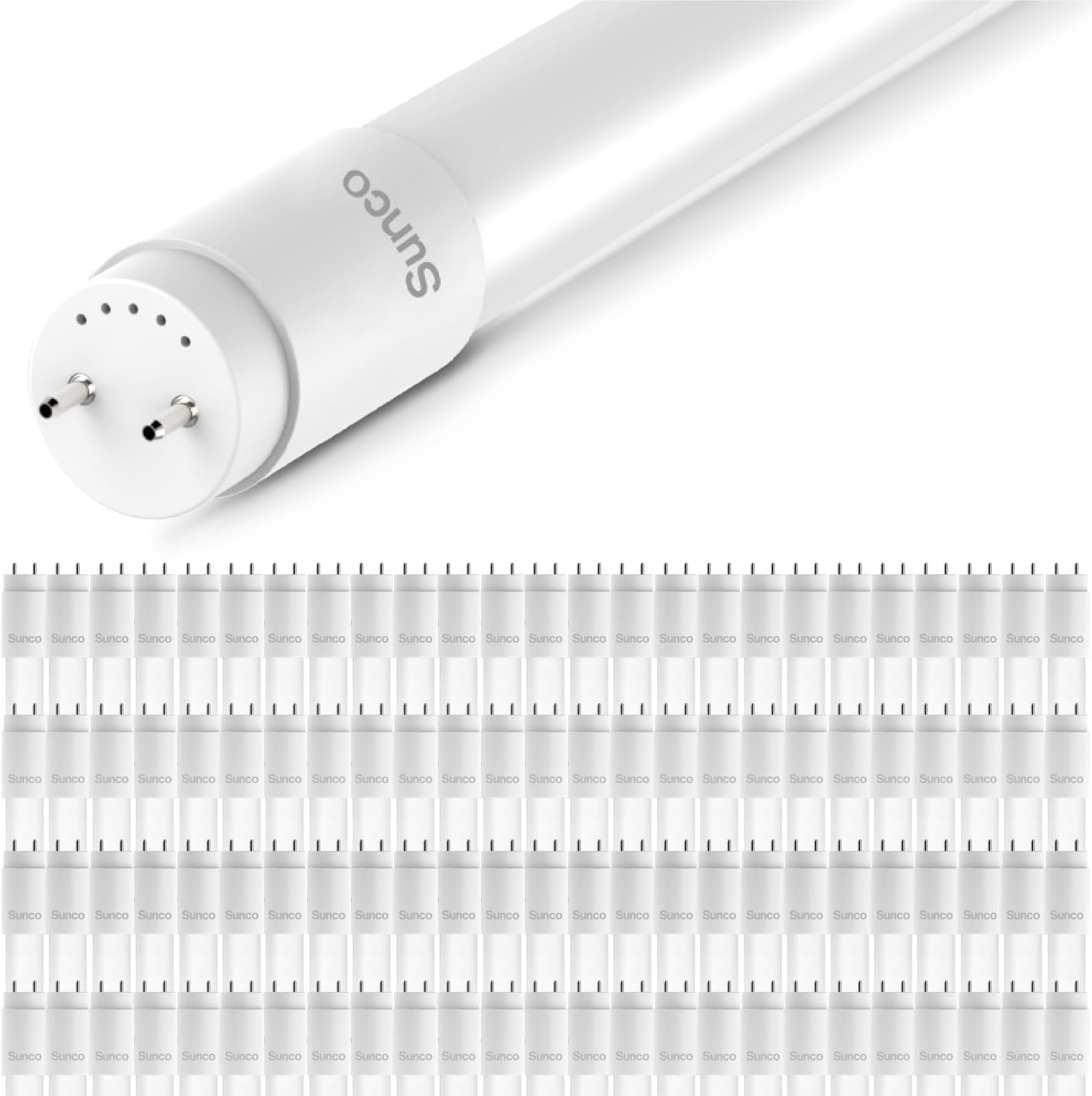 Sunco 100 Pack T8 LED Tubes 4FT Fluorescent Replacement, 48 Inch, 18W ...