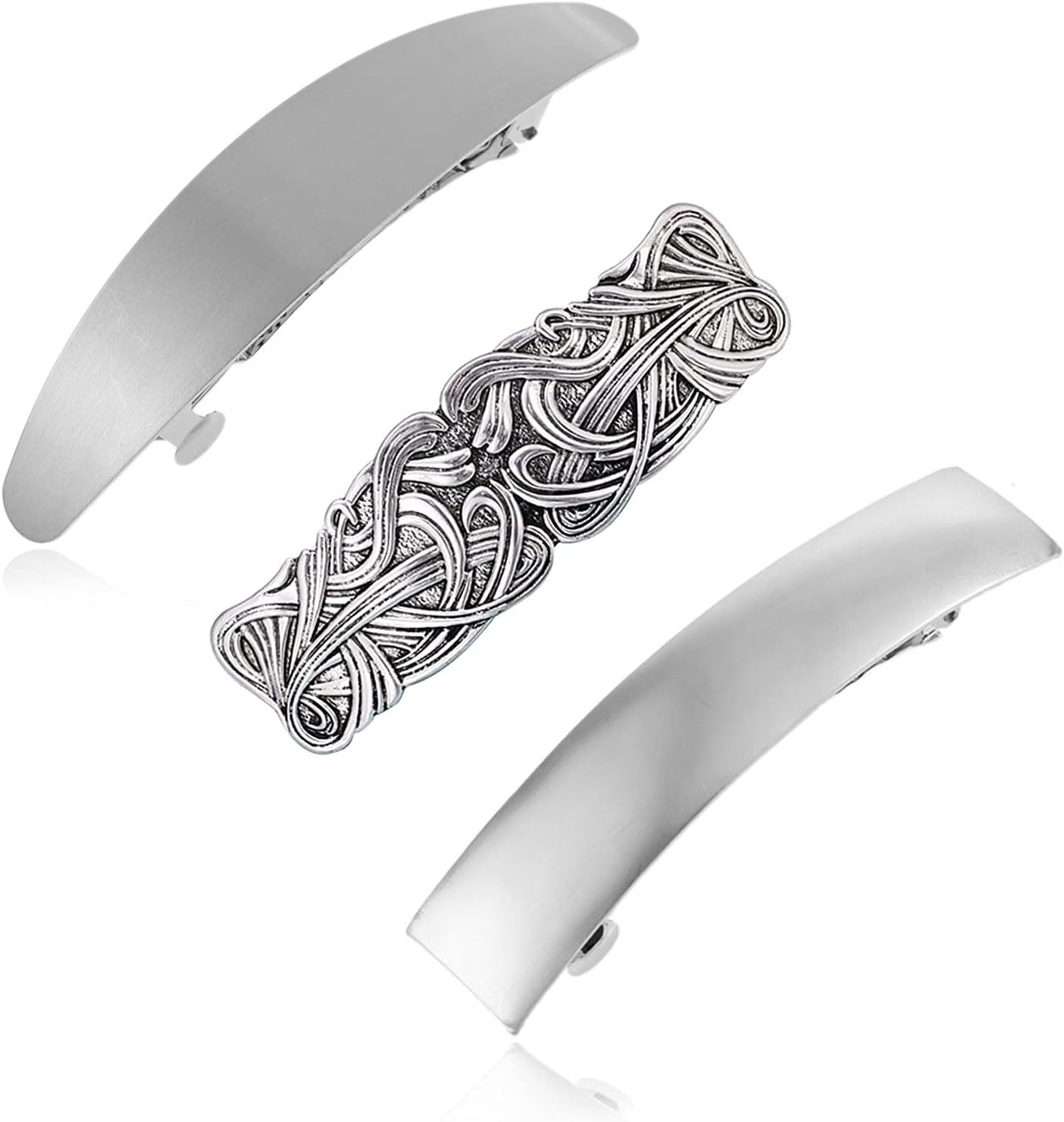Amazon.com : XHBTS 3 Set Silver Long and Thin Handmade Hair Clip ...