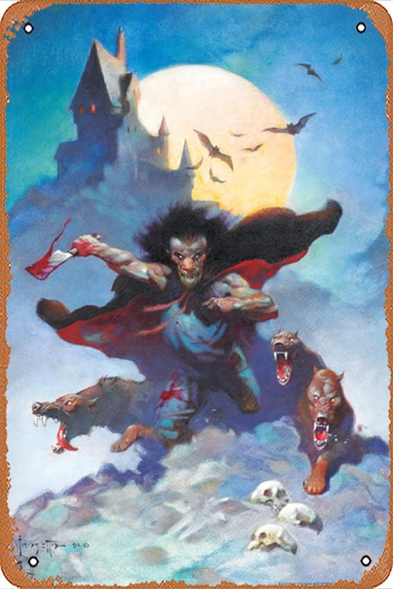Amazon.com: Retro Tin Signs Wolves Night by Frank Frazetta Fantasy ...