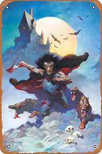 Amazon.com: Retro Tin Signs Wolves Night by Frank Frazetta Fantasy ...