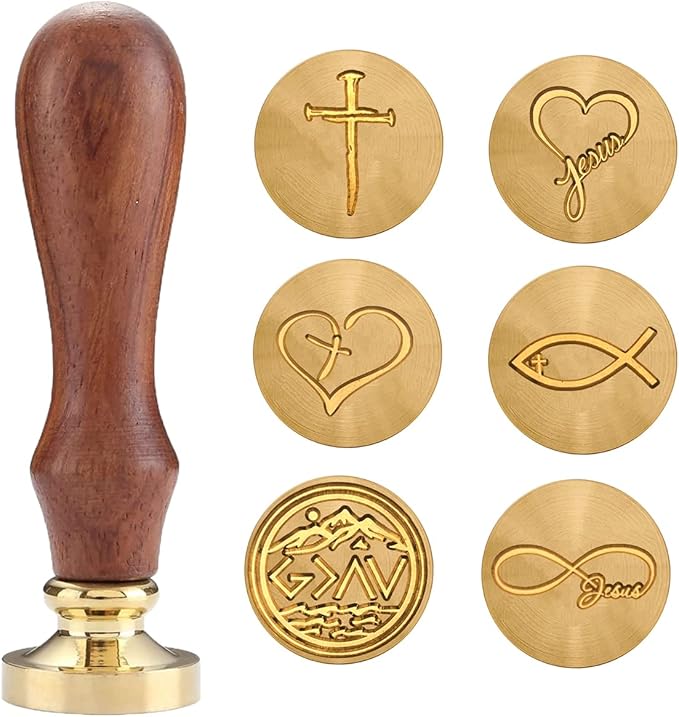 Amazon.com: Christian Wax Seal Stamp Kit with 6 Brass Heads + Handle ...