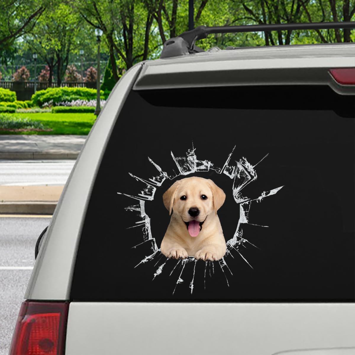 Amazon.com - Yellow Labrador Dog Crack Window Sticker, Get in It's Time ...