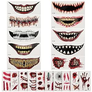 Amazon.com : 20 Sheets Realistic Waterproof Scary Big Mouth Face ...