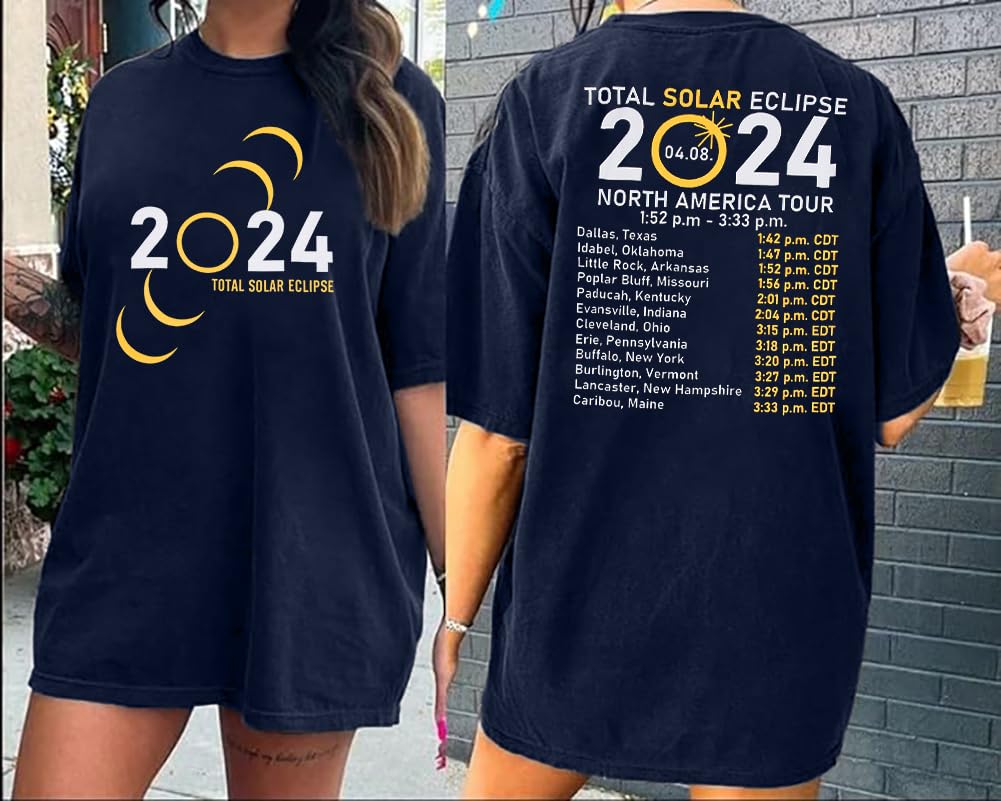 Snapklik.com : 2024 Total Solar Eclipse Shirt - Oversized April 8 Path Of The Eclipse T-Shirt ...