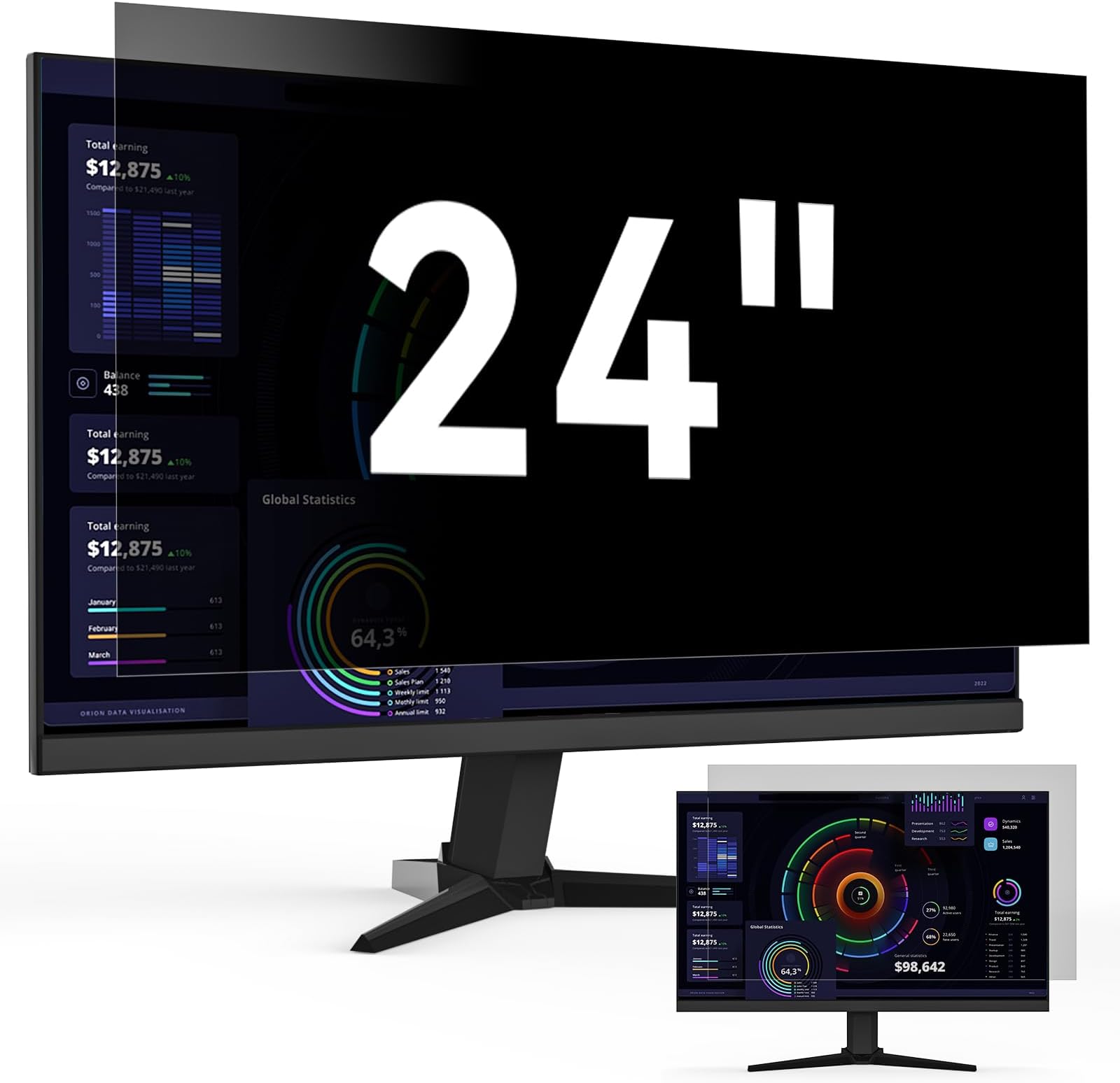 2 Pack 24 Inch 16:9 Computer Privacy Screen for Widescreen Monitor ...