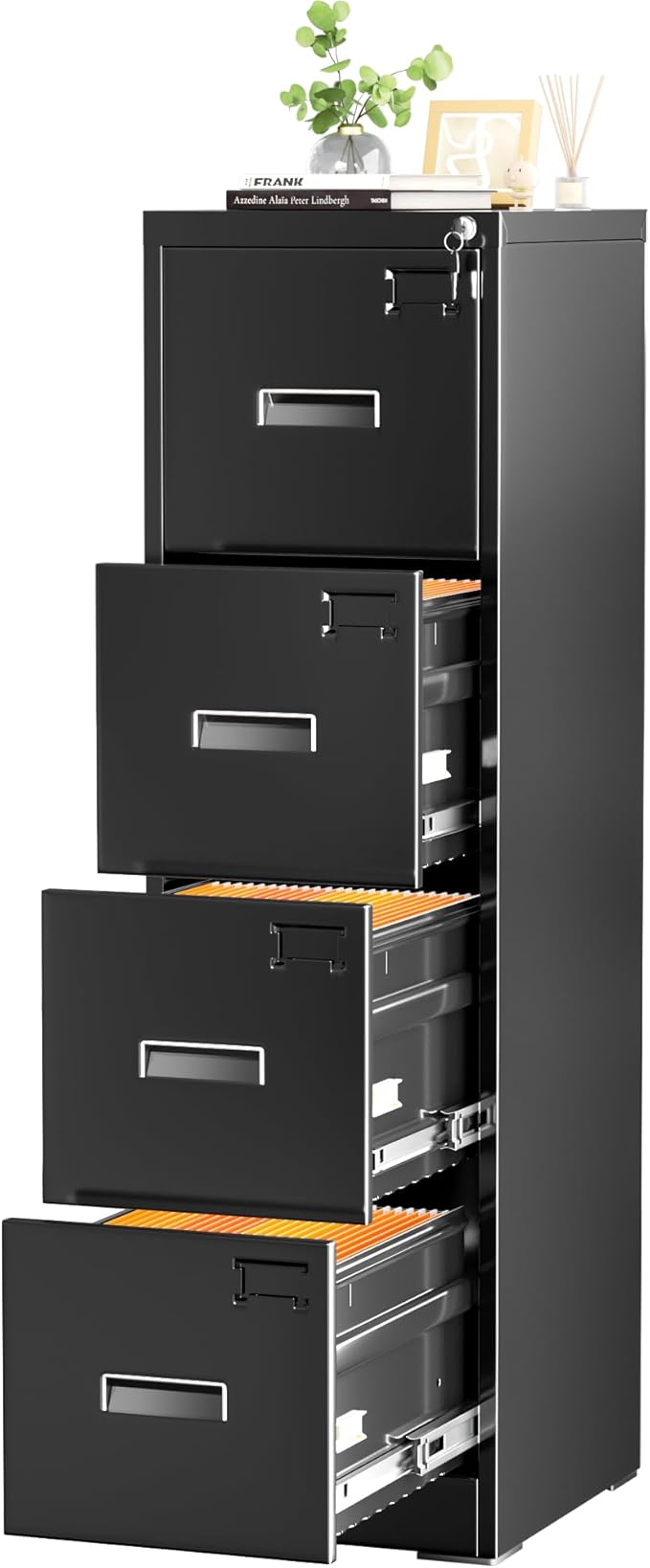 Amazon.com: INTERGREAT 4 Drawers File Cabinet with Lock, 18" D Vertical ...