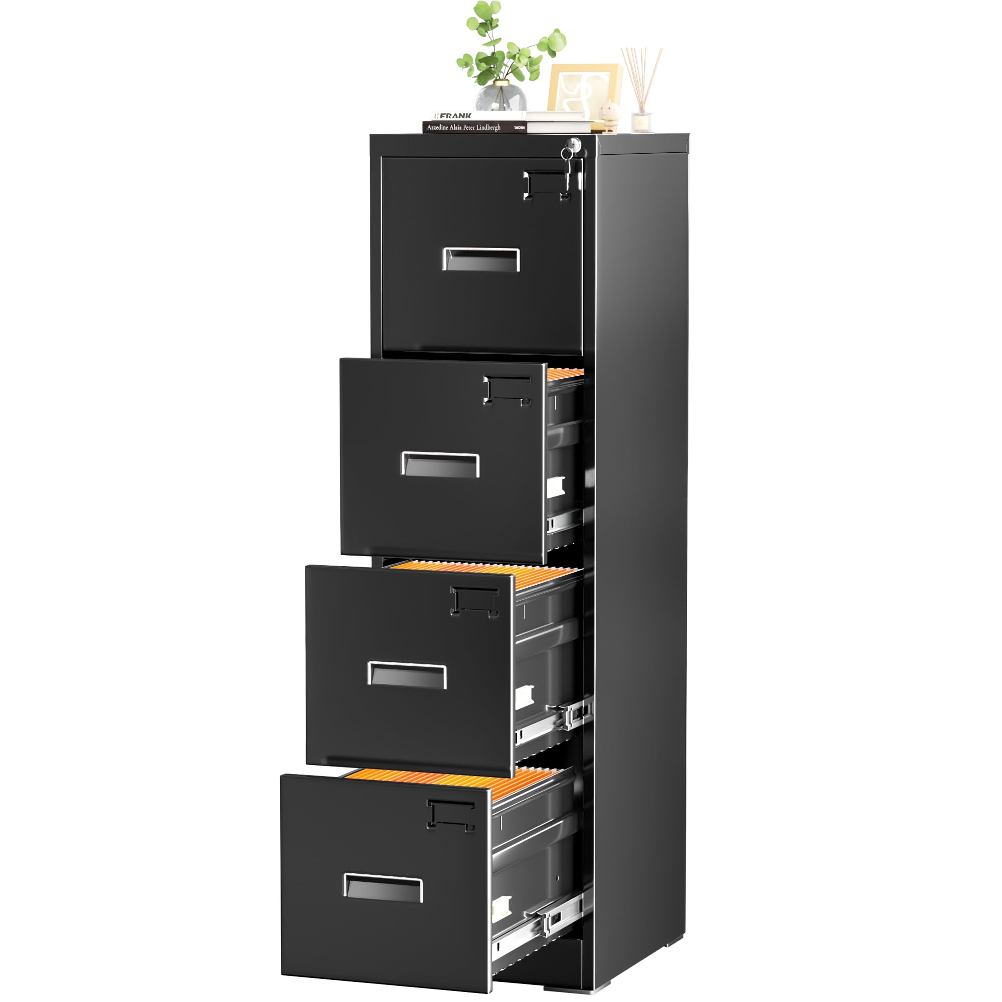 Amazon.com: INTERGREAT 4 Drawers File Cabinet with Lock, 18" D Vertical ...