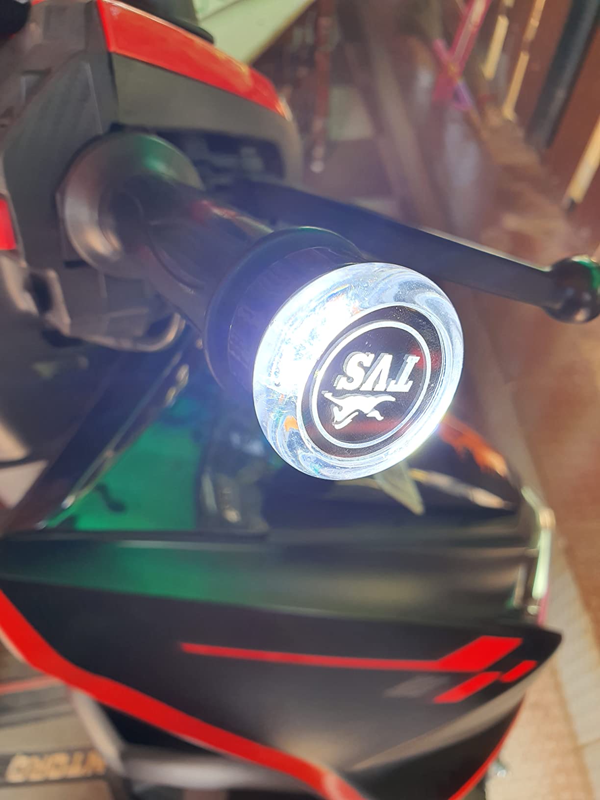 ULTRAWAY Crystal LED Handle Bar Light Side Weights Handle Grip End ...