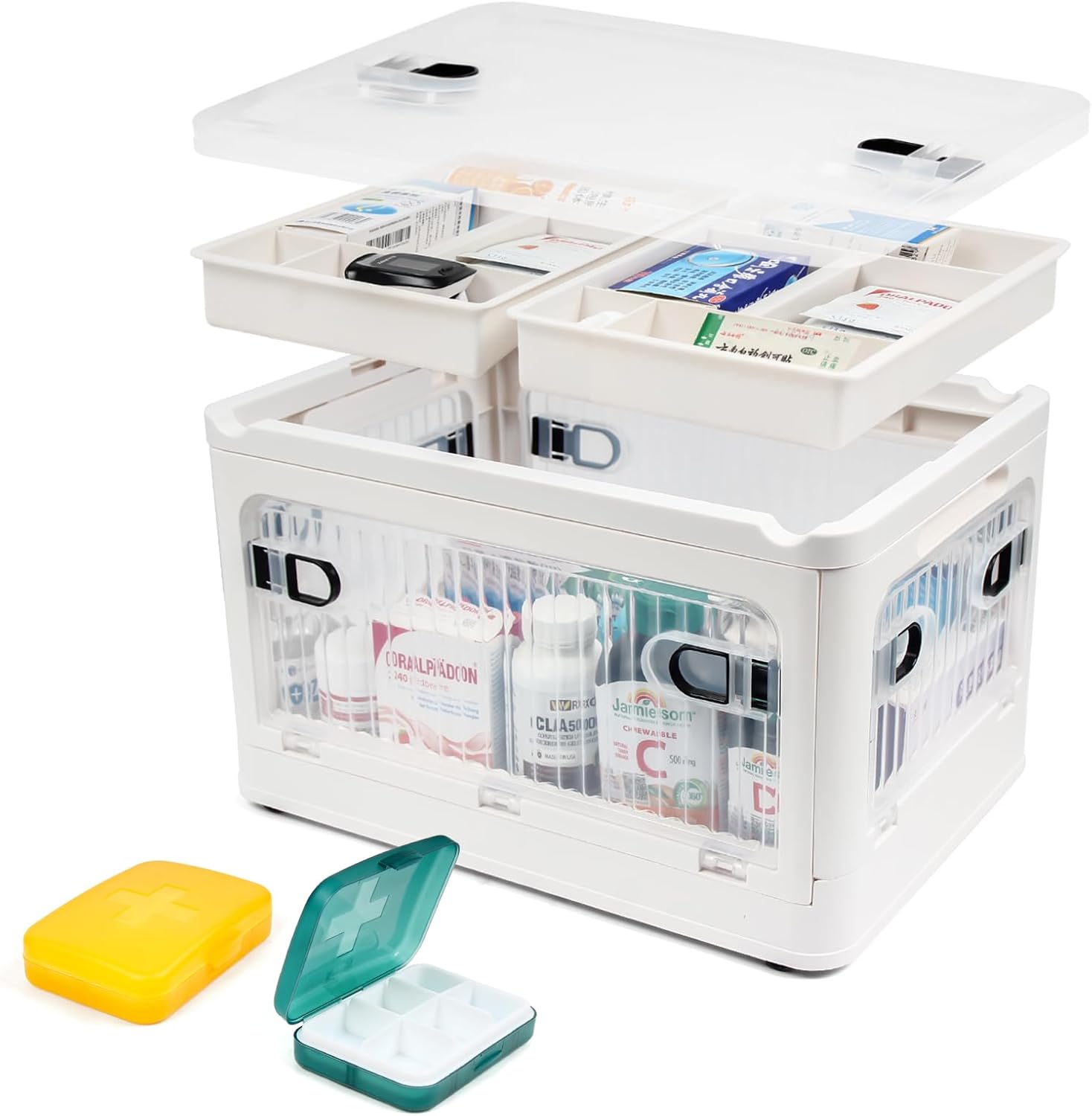 Amazon.com: MYSOUN Large Medicine Storage Box with Removable Tray,Clear ...