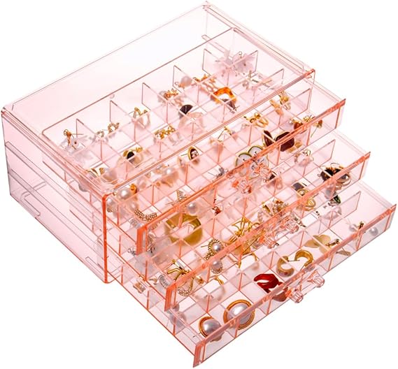 Amazon.com: YUFONG Earring Storage Box Organizer 3 Drawers Acrylic ...