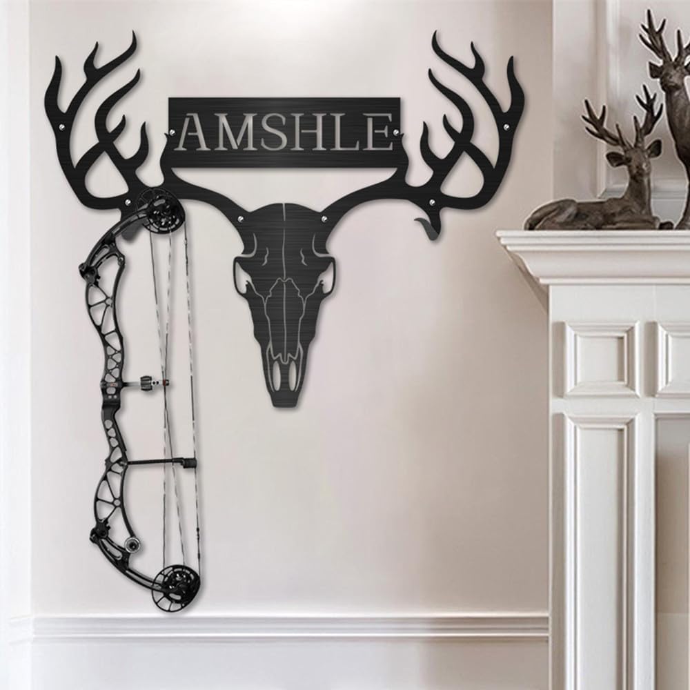 Amazon.com: Personalized Metal Deer Skull Bow Holder, Archery Deer Head ...