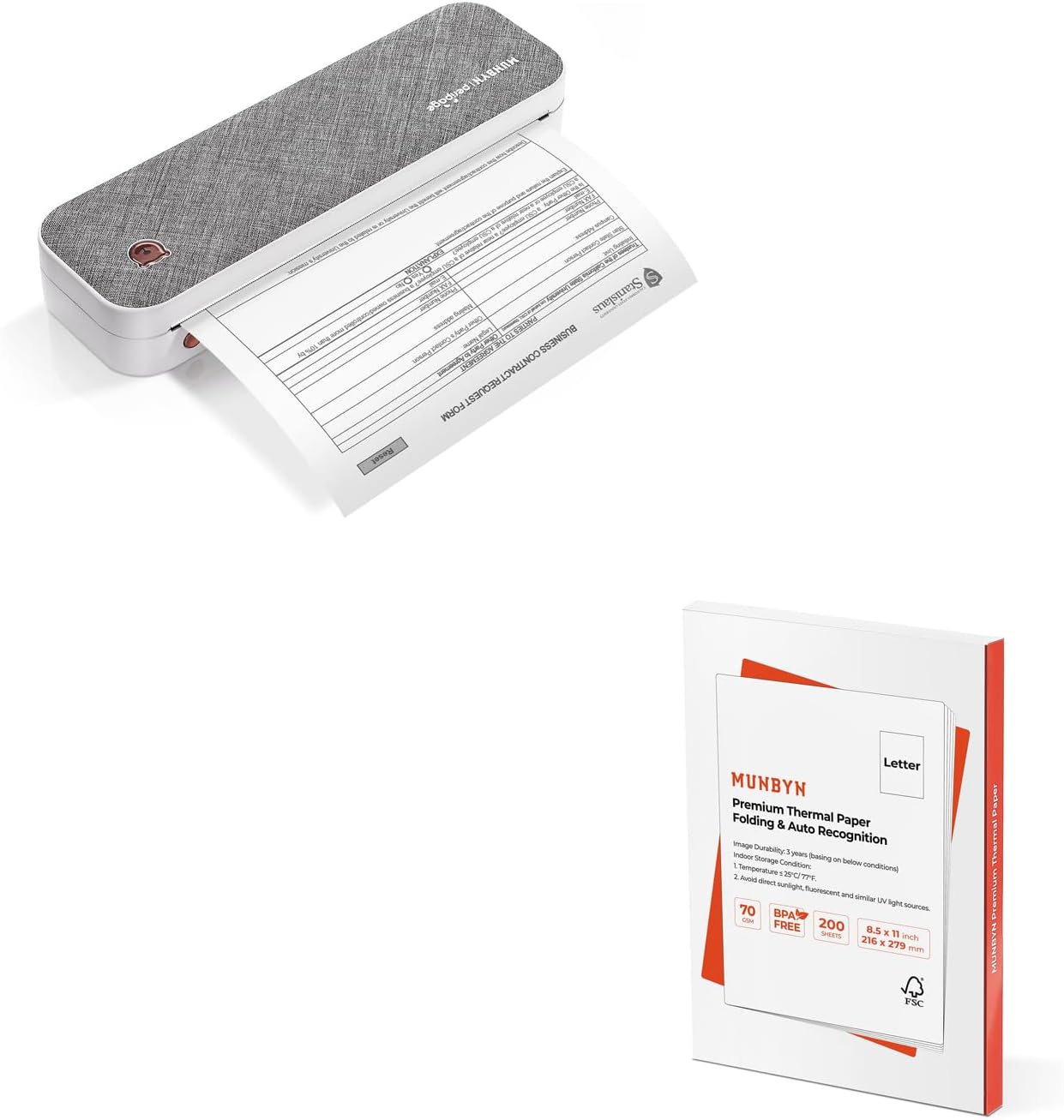 Amazon.com : MUNBYN 200 Sheets Non-Continuous, US Letter Size Thermal ...