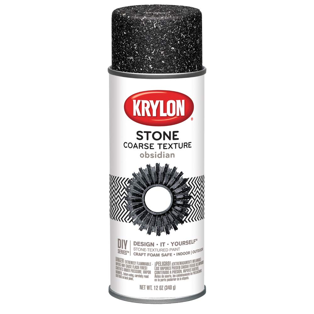 Krylon K18212 Coarse Stone Texture Finish Spray Paint, Obsidian, 12 ...