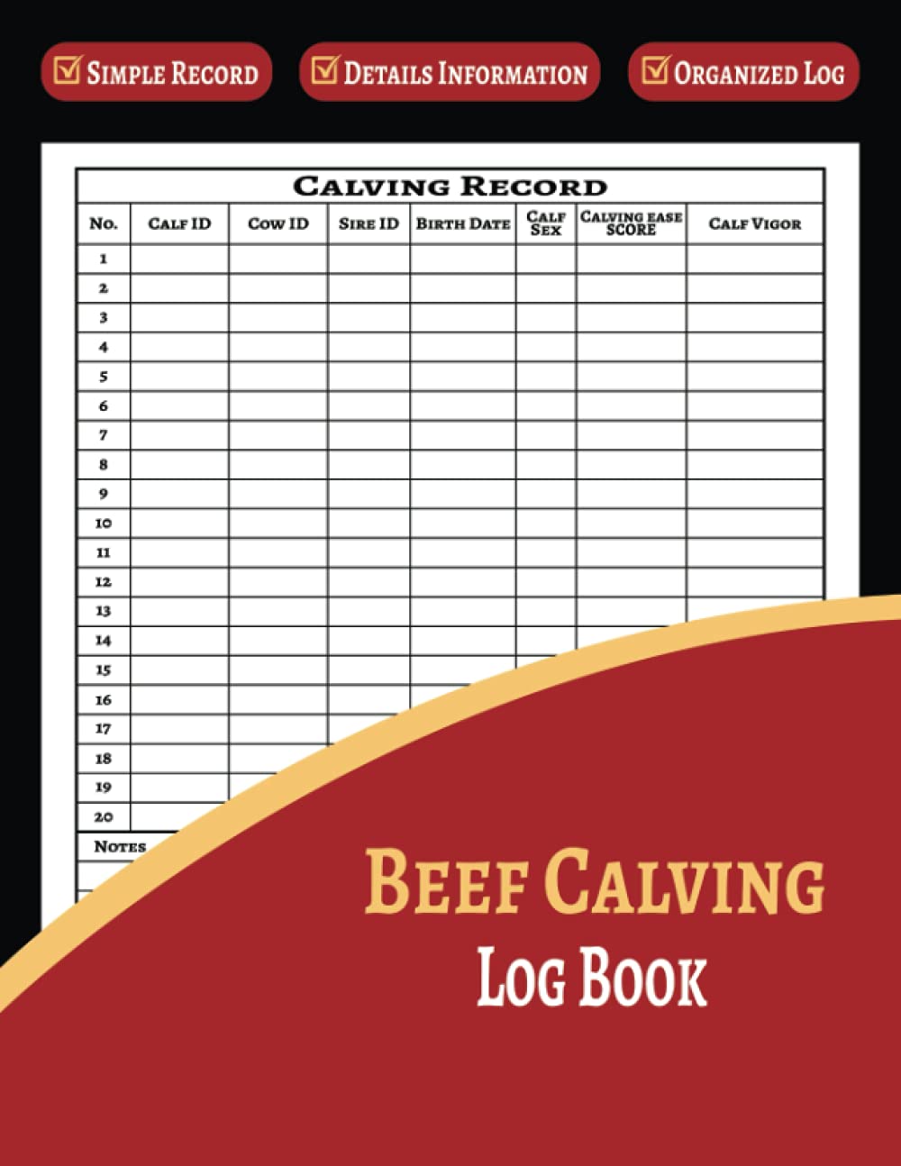 Buy Beef Calving Record Log Book: Cattle Breeding & Calving Record Book ...