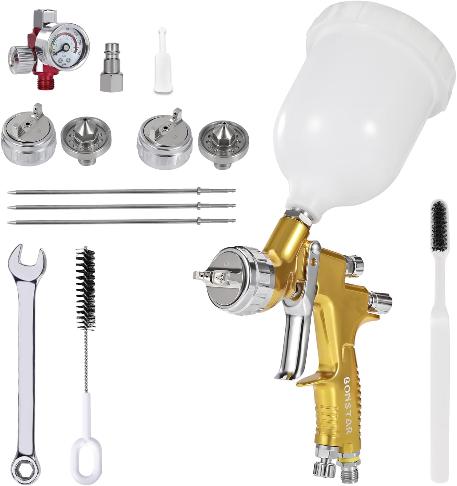 Amazon.com : REFINE Air Spray Gun, Auto Paint Gun with 1.4/1.8/2.0mm ...
