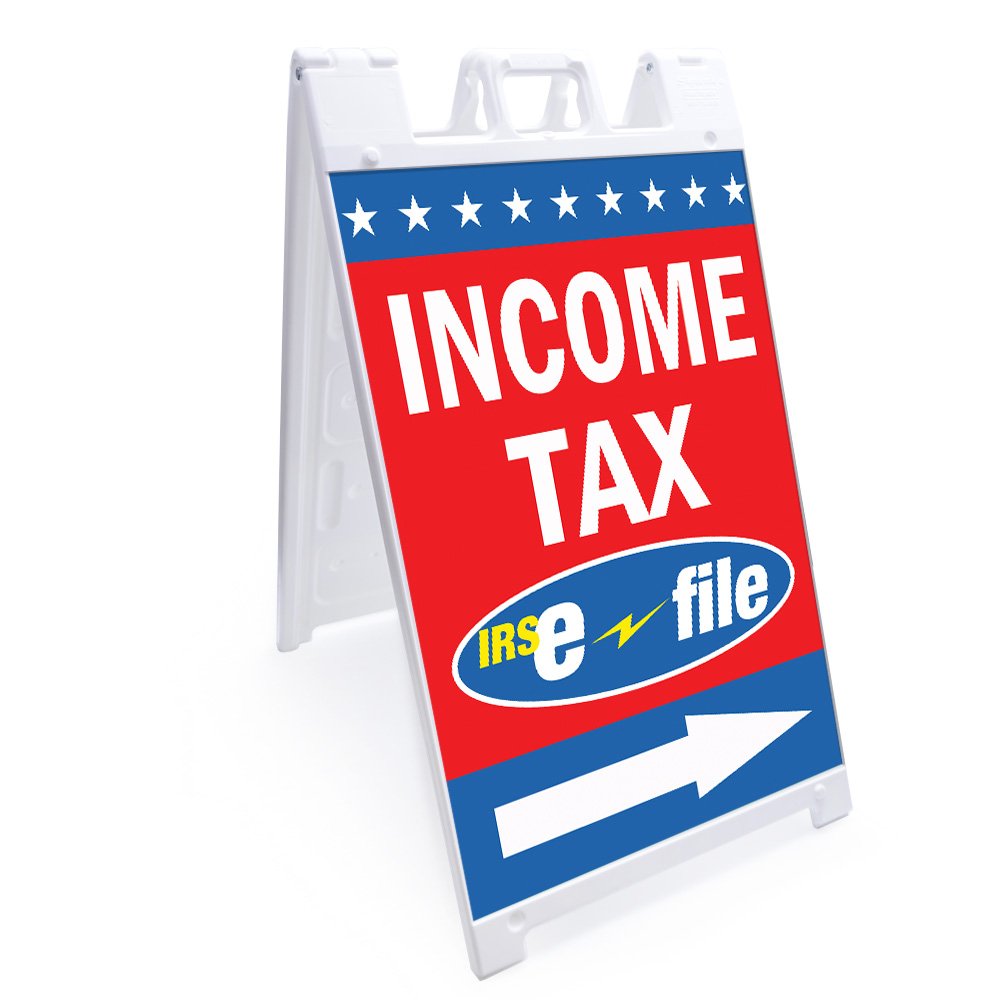 Buy A-Frame Income Tax E-File with Arrow Sign with Graphics On Each ...