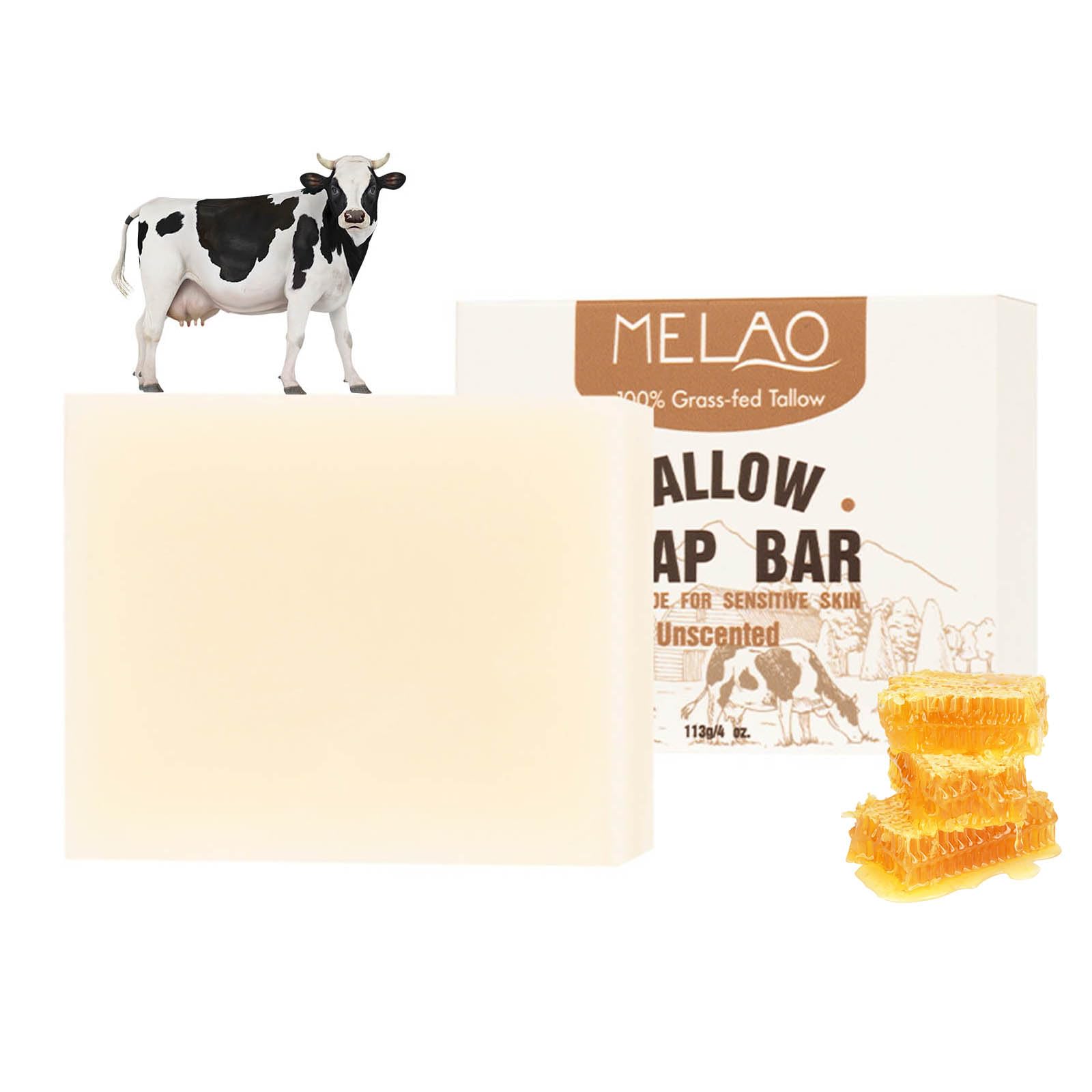 YJLYQF Beef Tallow Soap Bar,Pure Beef Tallow Soap with Honey,Grass-Fed ...