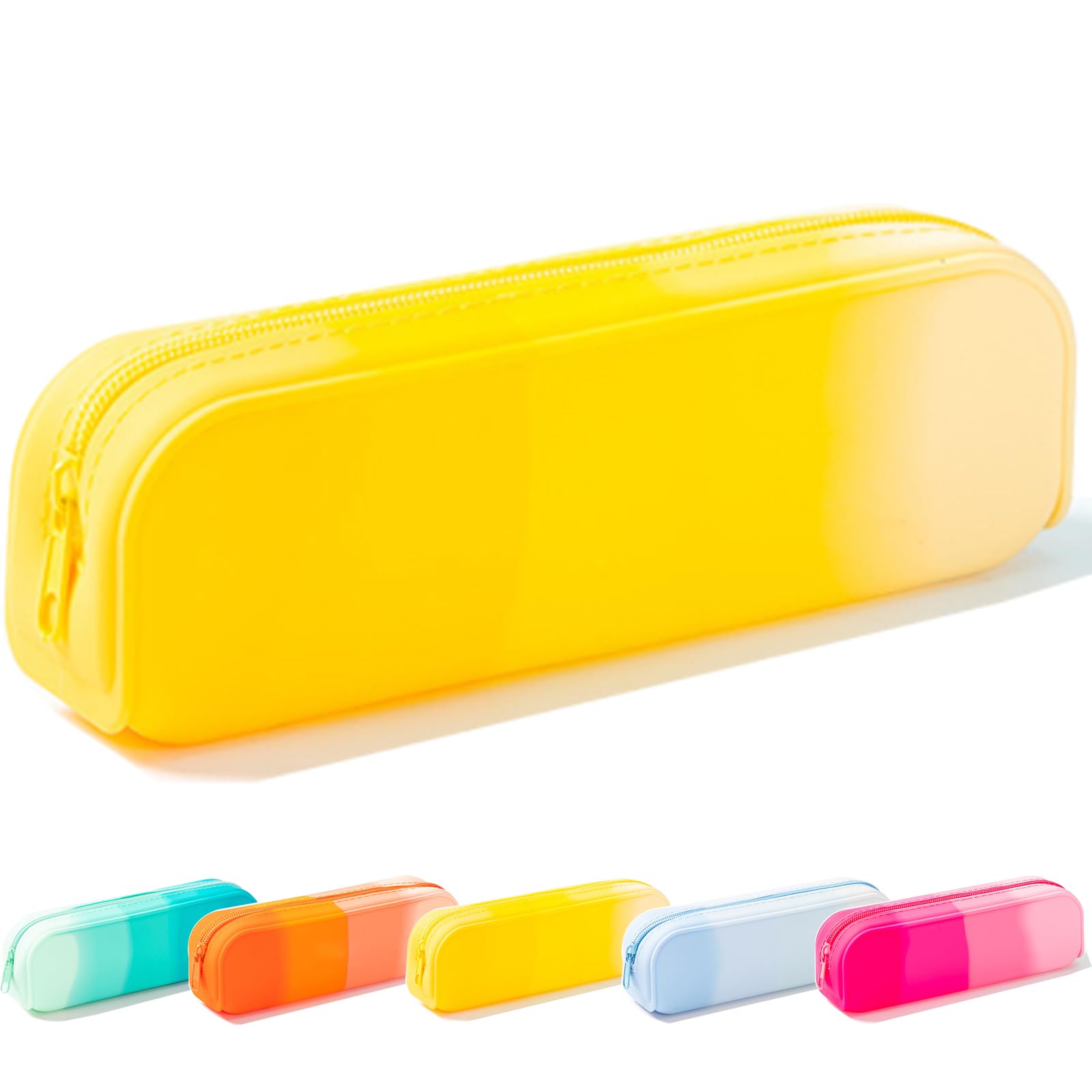 Amazon.com: Silicone Pencil Case, Gradient Yellow Pencil Pouch, Pencil ...