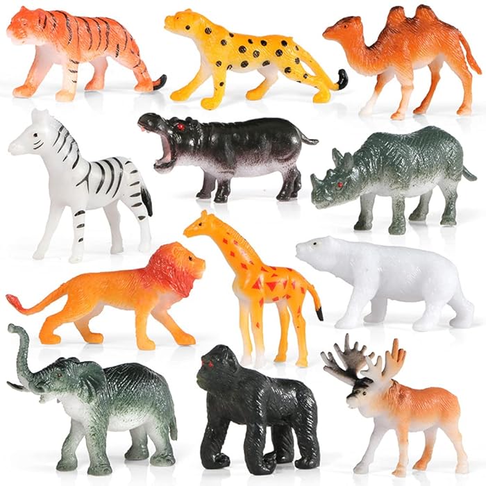 Buy LEBERY 12pcs Safari Animals Figures Toys, Realistic Mini Wild Zoo ...