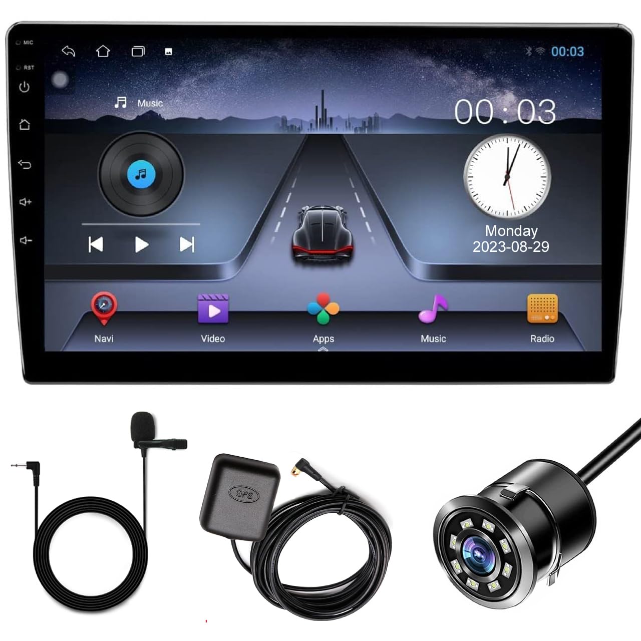 Audio Wheels Double Din Car Stereo 9" 1G+32G Android 12 Multimedia BT ...