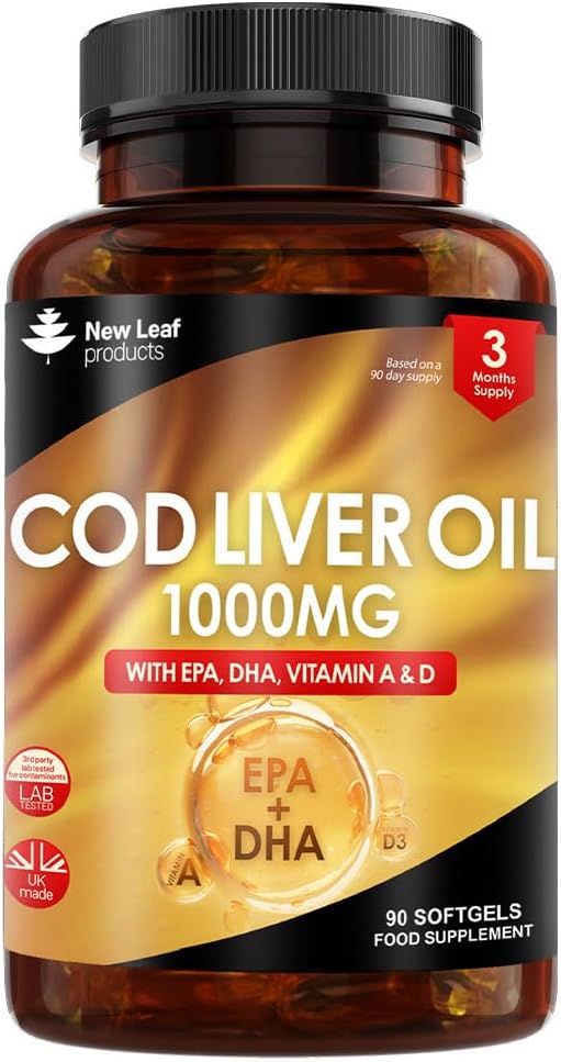 Cod Liver Oil Capsules 1000mg - 90 Cod Liver Capsules High Strength ...