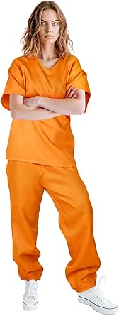 Amazon.com: Prisoner Costume Women Inmate Costume Top and Pant Set Jail ...