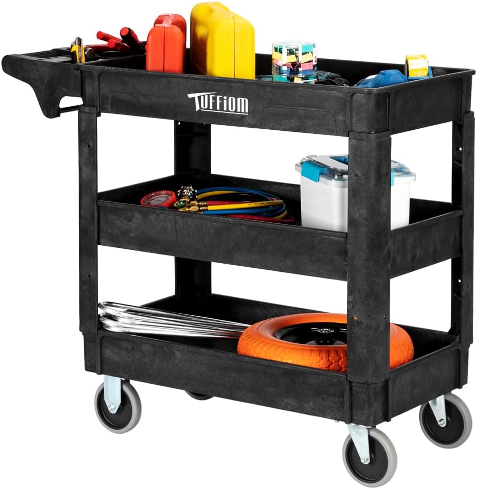 Amazon.com: TUFFIOM Plastic Service Utility Cart with Wheels, 550lbs ...