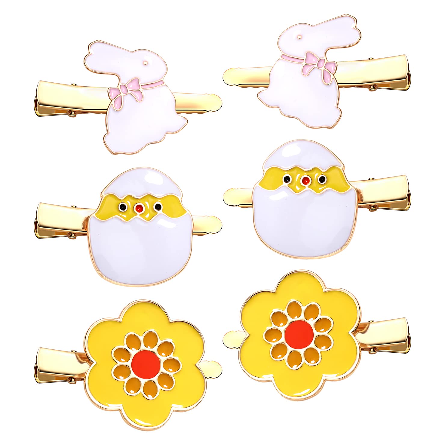 Amazon.com : Easter Hair Clip Cute Enamel Bunny Egg Flower Hairpins ...