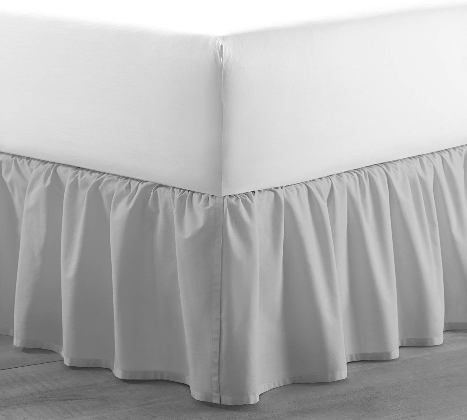 Amazon.com: Lightweight Ruffled Bed Skirt, Queen Size 10 Inch Drop ...