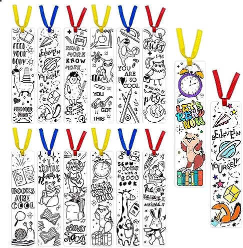 Amazon.com: 60 PCS Color Your Own Bookmarks for Kids - Double-Sided ...