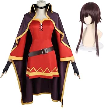 Amazon.com: Megumin Cosplay Costume Megumin Outfit Red Dress Cloak ...