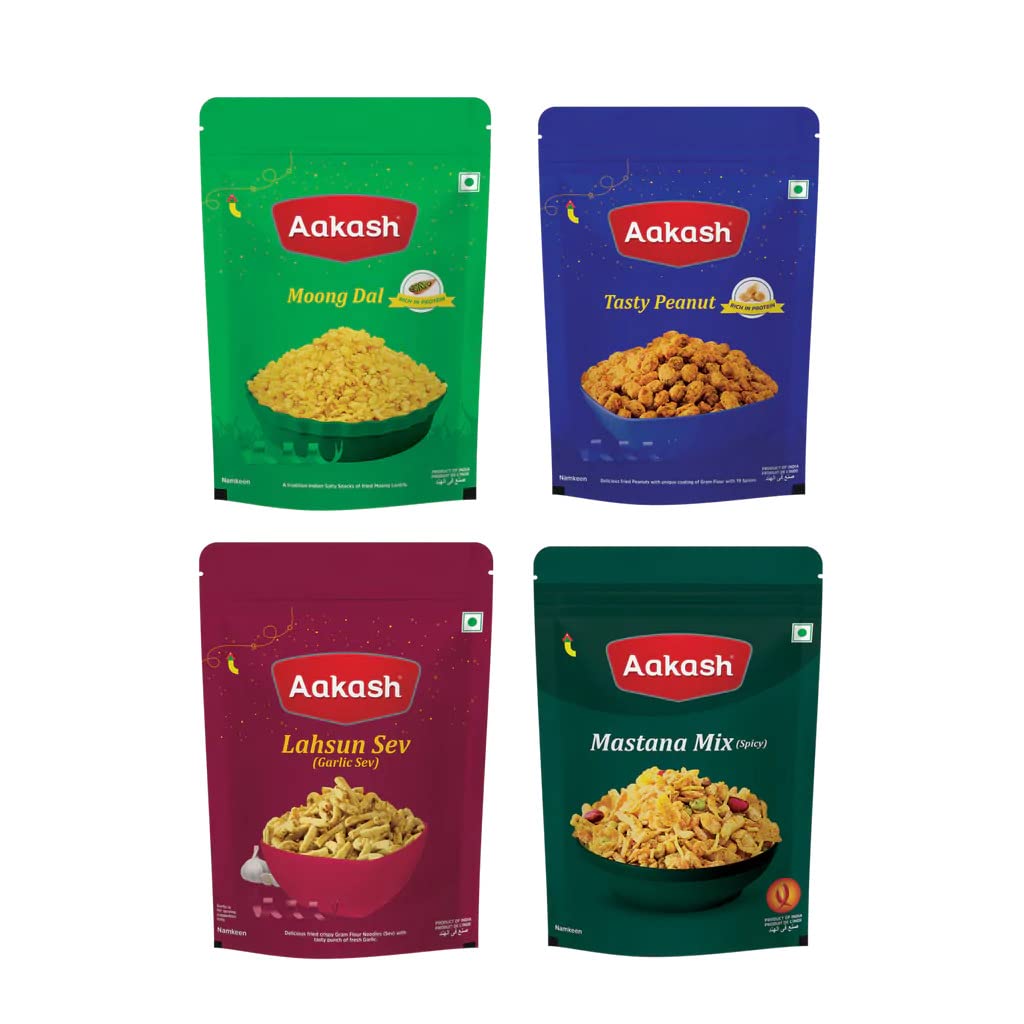 AAKASH Special Namkeen Combo Pack of 4 - 350gm Each | Tasty Peanut ...