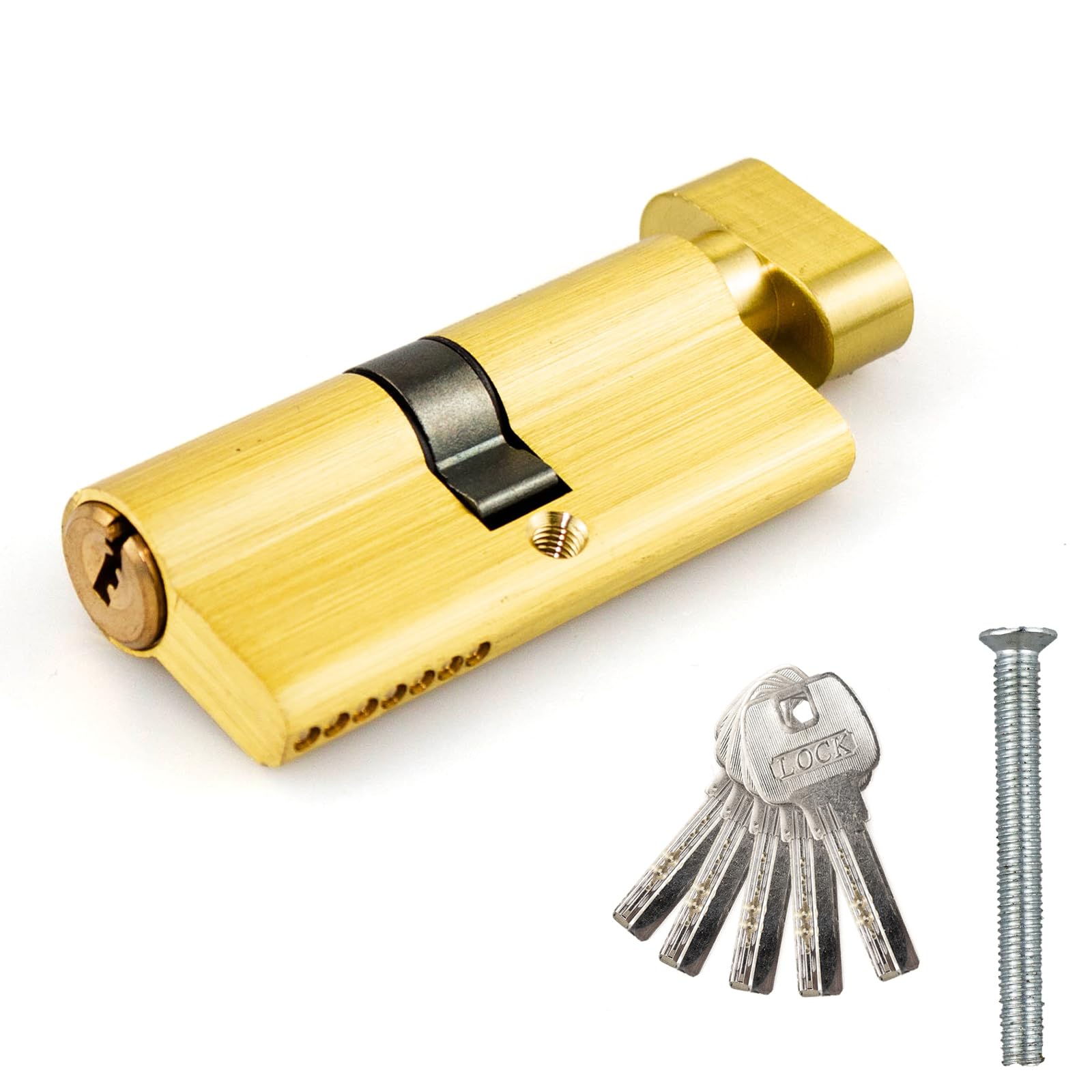 Lock Cylinder with 5 Brass Keys 70mm, Solid Brass Lock Cylinder ...