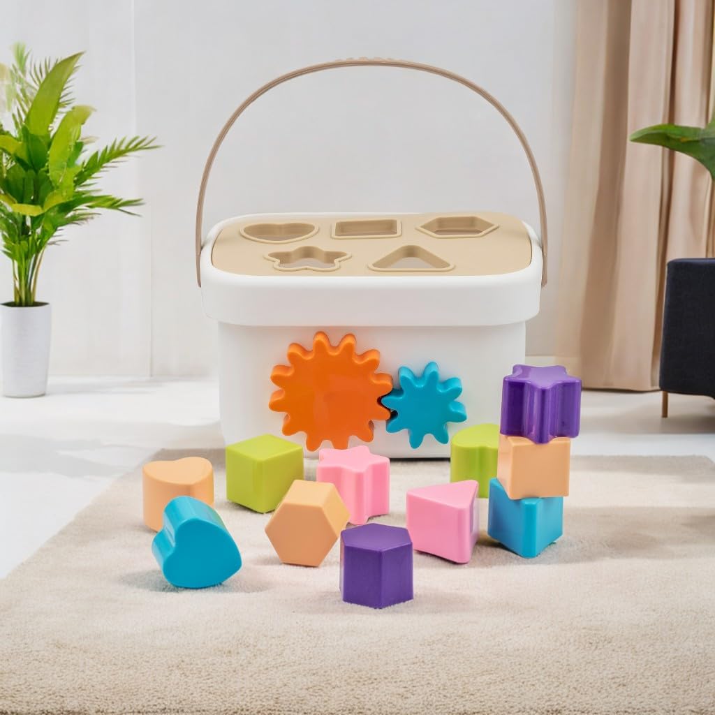 STOFFIER GARTEN Baby First Block Shape Sorting Stackable Blocks for ...