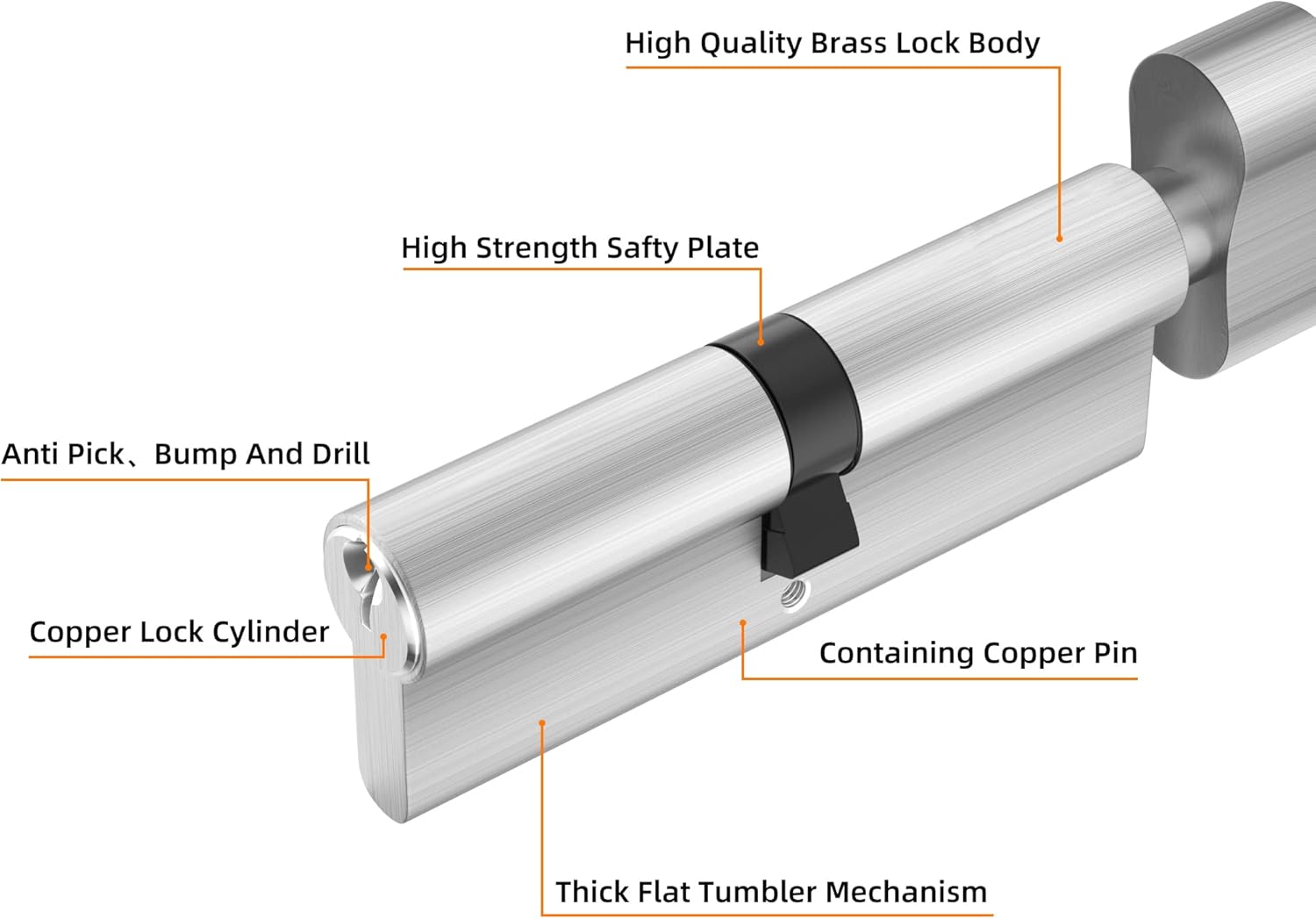 PTQN-35T/35 Thumb Turn Euro Lock Cylinder(70mm), Anti-Bump, Anti-Drill ...
