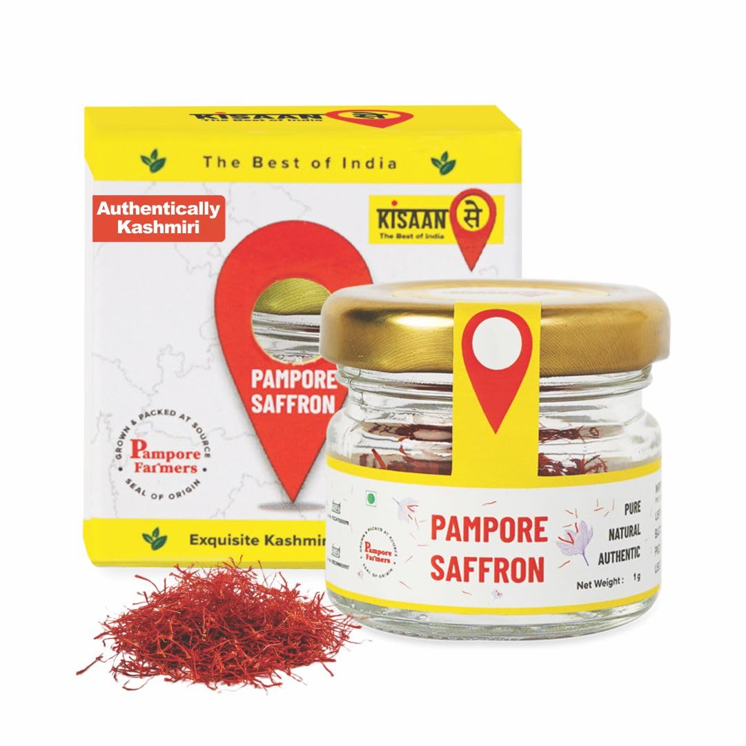 KisaanSay Kashmiri Saffron/Kesar/Keshar,1gram, Premium Pack - A++ Grade ...